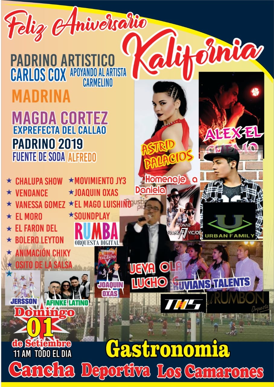 Show artístico en Carmen de la Legua, por aniversario de Kalifornia ...